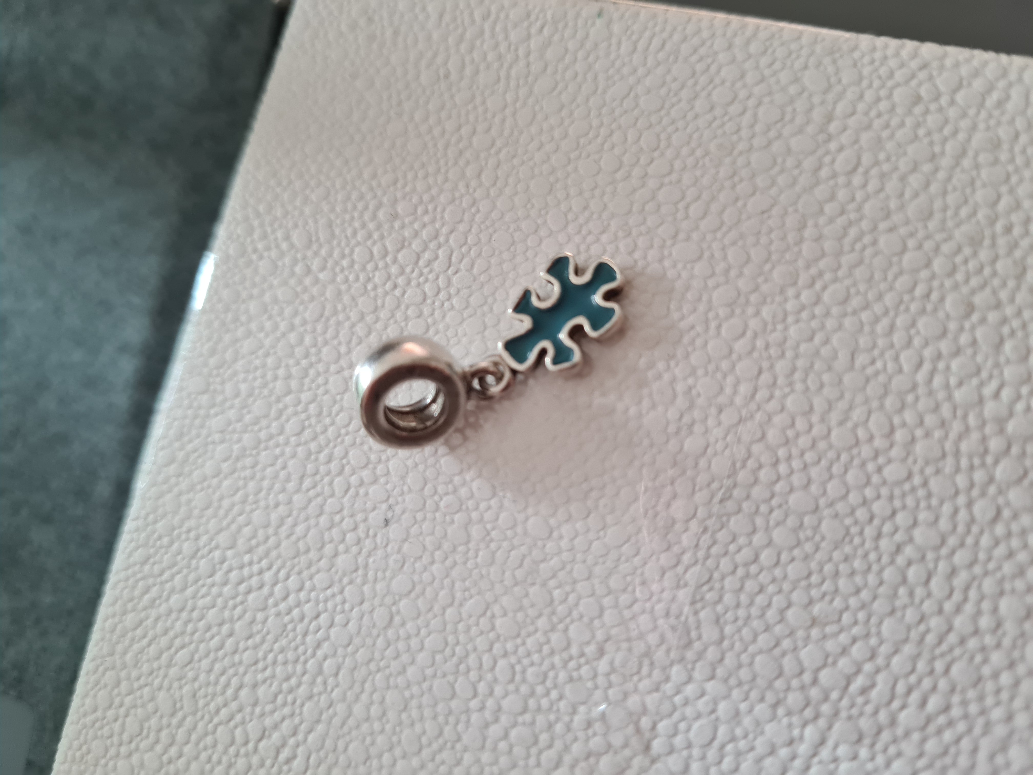 Genuine Pandora Blue Enamel Jigsaw Puzzle Piece Dangle Charm RARE HTF ...
